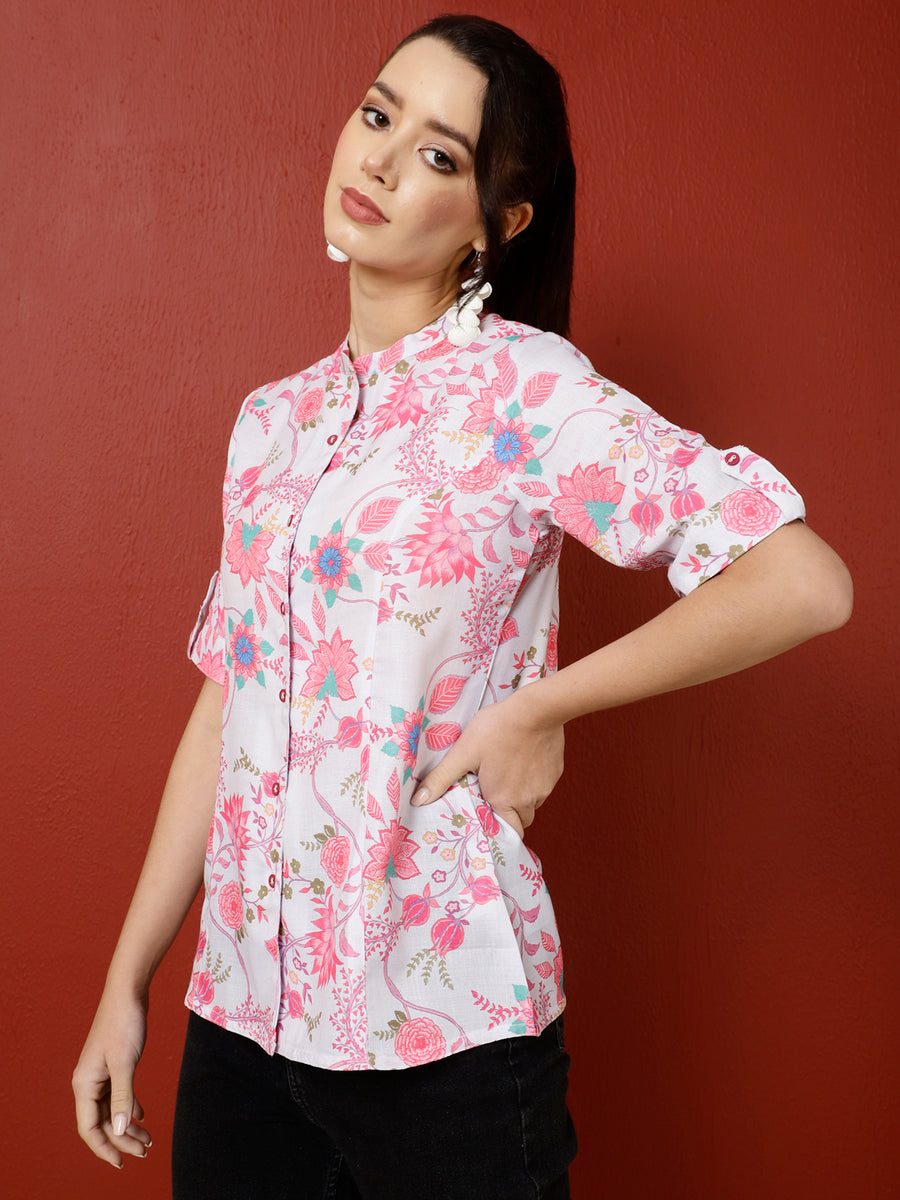 Buy Light Grey Digital Printed Princess Cut Top - Jaipur Kurti